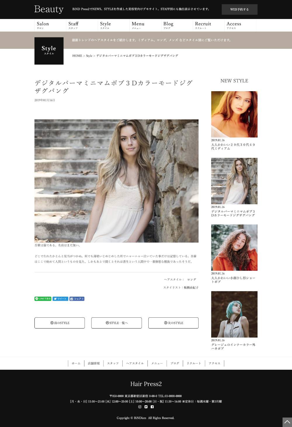 BiNDPress2の使い勝手を実感する美容室向けサイトを作ってみました – BiNDism Blog
